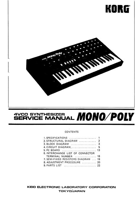 KORG MONO POLY Service Manual Download Schematics Eeprom Repair Info
