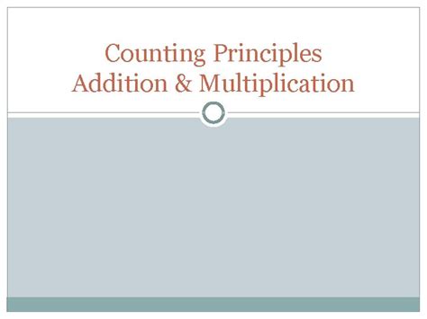 Counting Principles Addition Multiplication Counting Principles