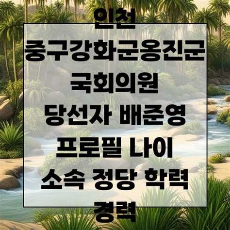 인천 중구강화군옹진군 국회의원 당선자 배준영 프로필 나이 소속 정당 학력 경력