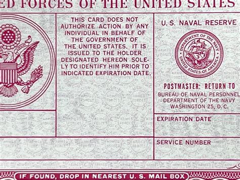 Blank Military Id Card Dd Form 2n Us Naval Reserve Crisp Unused