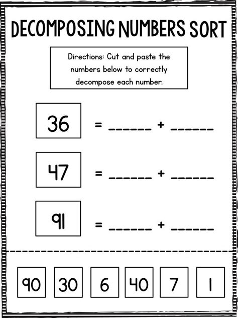 Decomposing Number Sort Substitute Teaching Second Grade Math