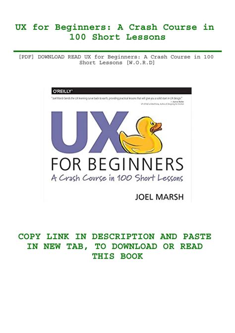 PDF DOWNLOAD READ UX For Beginners A Crash Course In Short Lessons W O R D