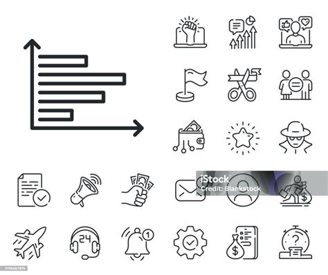 가로 차트 꺾은선형 아이콘입니다 세로 막대 그래프 기호입니다 샐러리맨 남녀 평등 및 경보 벨 벡터 0명에 대한 스톡 벡터 아트 및 기타 이미지 Istock