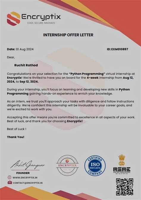 Internship Exictedtostart Pythondevelpoment Encryptix Ruchit Rathod