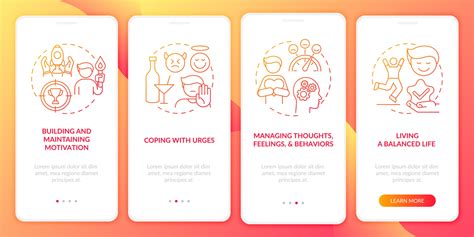 Addiction Recovery Steps Methods Onboarding Mobile App Page Screen With Concepts 2745621 Vector