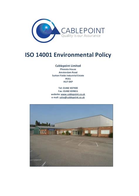 Pdf Iso 14001 Environmental Policy Cablepoint · Iso 14001