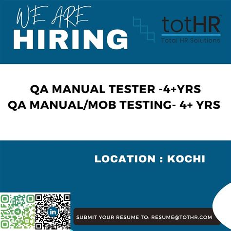 Tothr On Linkedin Hiring Qamanualtester Qamobiletester Tester Qa Kochi Ernakulam It