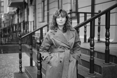 Portrait Of A Confident Redhead Caucasian Woman In The City View Background Stock Photo Image