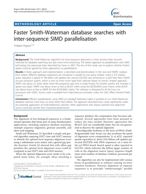 Pdf Faster Smith Waterman Database Searches By Inter Sequence Simd
