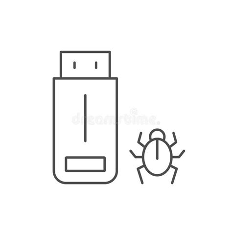 Usb Stick Virus Line Icon Stock Illustration Illustration Of File 376605398