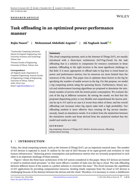 Task Offloading In An Optimized Power‐performance Manner