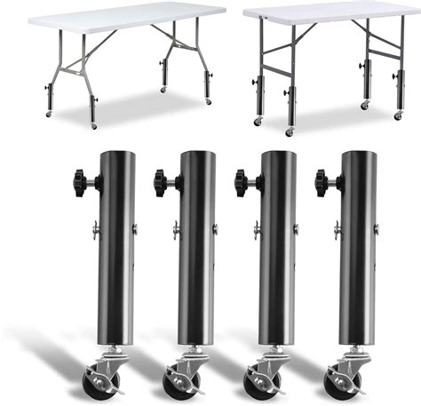 4 Pack Table Leg Extenders With Casters Adjustable Table Leg Risers