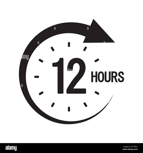 Twelve Hours Icon Countdown Timer Graphic Black Circular Arrow