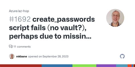 Createpasswords Script Fails No Vault Perhaps Due To Missing File