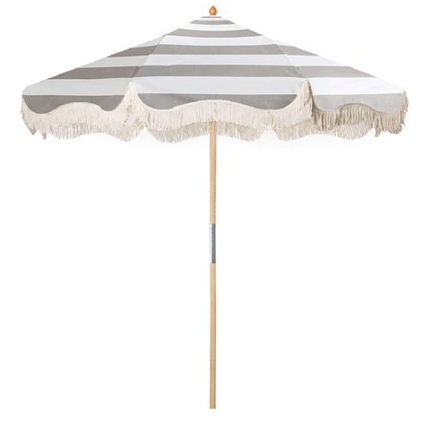 Gray Stripe Boho Luxury Patio Umbrellas Fringed Lu 11
