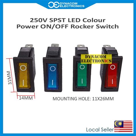 3 Pin SPST ON OFF Colour Light Rocker Power Switch For Appliances Switch Suis Untuk Peralatan