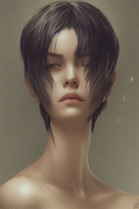 Portrait Of A Woman With Short Hair In Anime Art Style · Creative Fabrica