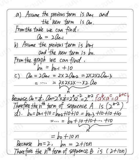 Solved Sequence A Sequence B Term Number 1 For Sequence A Describe A