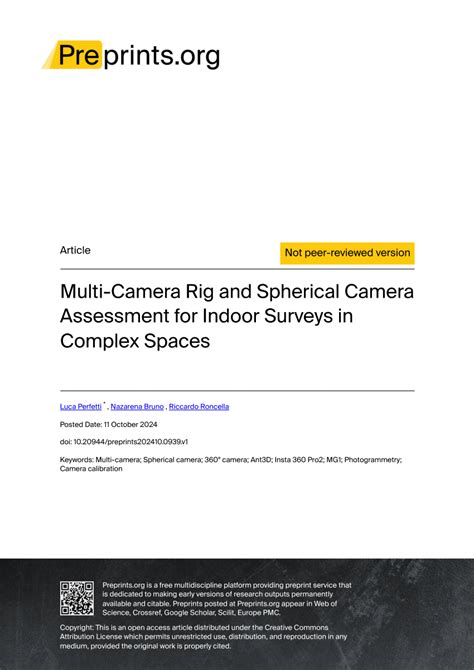 Pdf Multi Camera Rig And Spherical Camera Assessment For Indoor Surveys In Complex Spaces