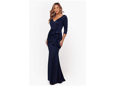 Xscape V Neck Side Ruched Gown Size 14