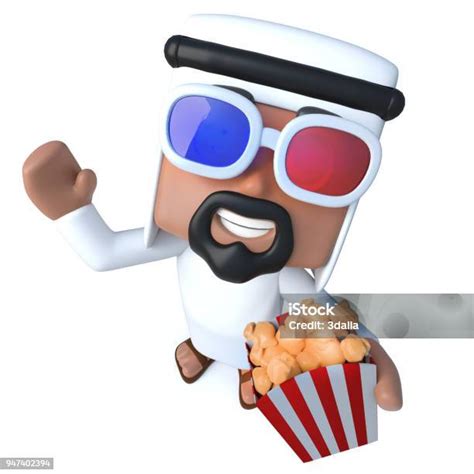 3d 재미 만화 영화에서 팝콘을 먹는 아랍 족장 문자 3d 안경에 대한 스톡 사진 및 기타 이미지 3d 안경 개념 남자 Istock