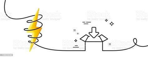 상자 줄 아이콘을 가져옵니다 배달 소포 표지판을 엽니다 화물 패키지 컬이 있는 연속 라인 벡터 고급에 대한 스톡 벡터 아트 및