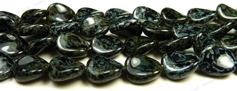 12x9mm Opaque Black Picasso Twisted Oval Czech Glass Beads Etsy