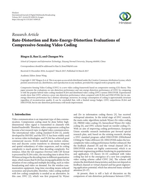Pdf Rate Distortion And Rate Energy Distortion Evaluations Of