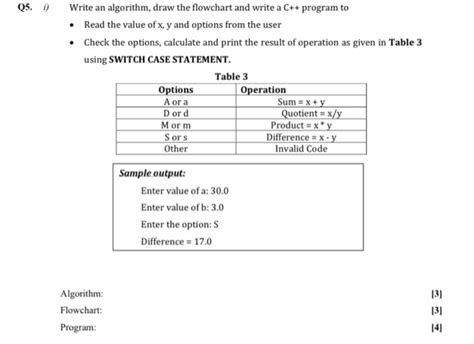 solved q5 i write an algorithm draw the flowchart and