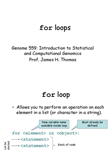 Loops Genome 559 Introduction To Statistical And Computational