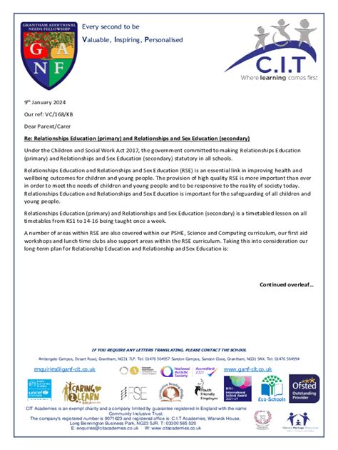 Fillable Online Relationships And Sex Education In Schools England