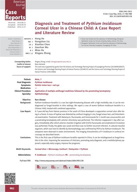 PDF Diagnosis And Treatment Of Pythium Insidiosum Corneal Ulcer In Gal Medicines Combined