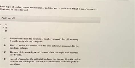 Solved Some Types Of Babe Errors And Misuses Of Addition Chegg Com