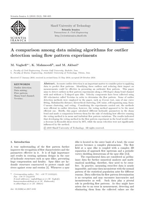 Pdf A Comparison Among Data Mining Algorithms For Outlier Detection Using Flow Pattern Experiments