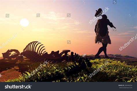 Primitive Man Dinosaur Skeleton ภาพประกอบสต็อก 289440254 Shutterstock
