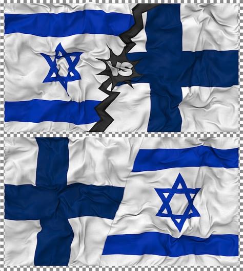 핀란드 Vs 이스라엘 하프 비드 플래그 천 프 텍스처 3d 렌더링 프리미엄 Psd 파일