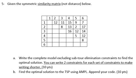 Solved 5 Given The Symmetric Similarity Matrix Not