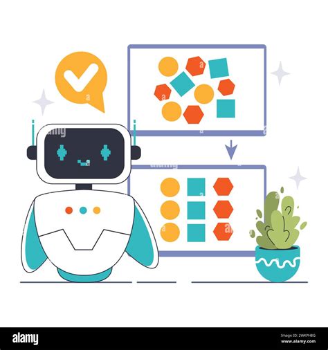 Data Classification Concept A Friendly Robot Engages In Machine Learning Effectively Sorting