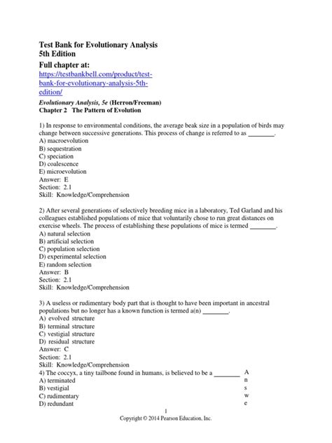 Test Bank For Evolutionary Analysis 5th Edition Pdf