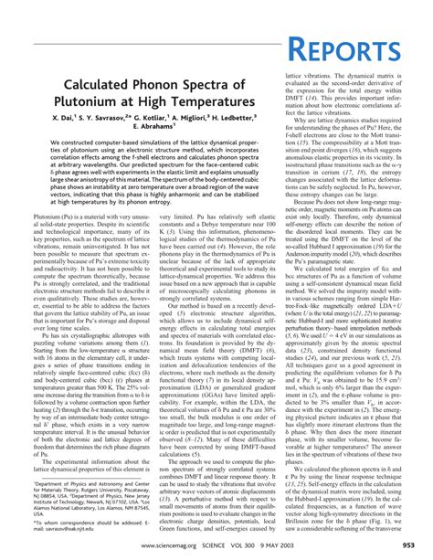 Pdf Calculated Phonon Spectra Of Plutonium At High Temperatures