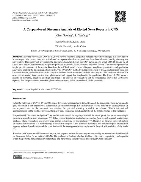 Pdf A Corpus Based Discourse Analysis Of Elected News Reports In Cnn