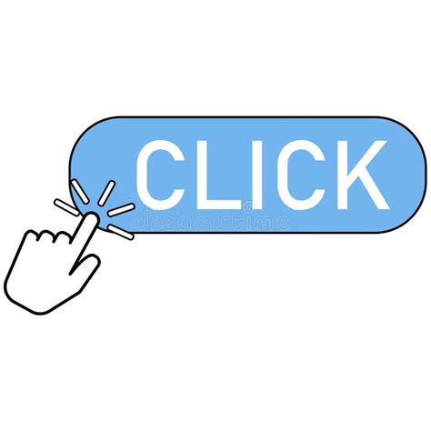 Flat Icon With Blue Click Bar Button Hand Pointer Clicking Click Here Web Button Sign