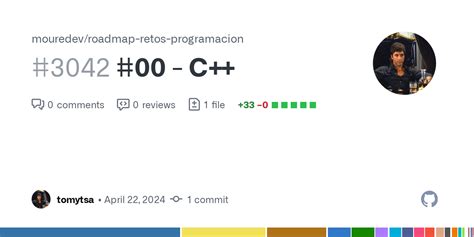00 C By Tomytsa · Pull Request 3042 · Mouredevroadmap Retos Programacion · Github