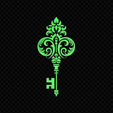 Premium PSD Green Key With The Inscription On The Black Background