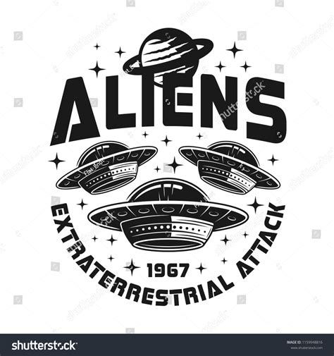 Ufo나 우주선 벡터 엠블럼은 문자외계 외계인과 스톡 벡터로열티 프리 1159948816 Shutterstock