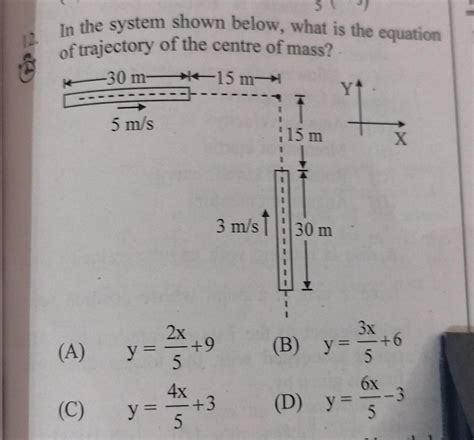 In The System Shown Below What Is The Equation Of Trajectory Of The Cent
