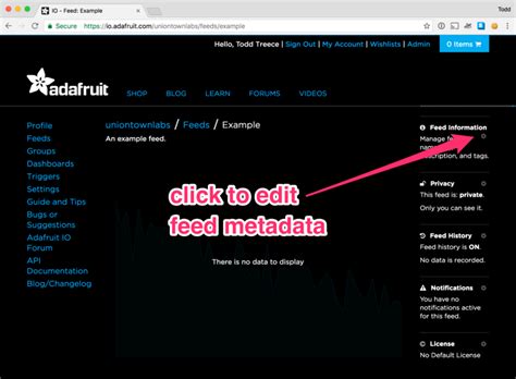 Editing A Feed Adafruit Io Basics Feeds Adafruit Learning System