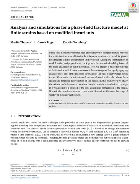 Pdf Analysis And Simulations For A Phase‐field Fracture Model At