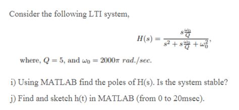 Solved Consider The Following Lti