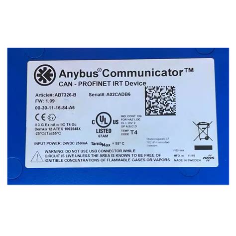 New In Stock Anybus Communication Module Ab7326 B Advantch Input Output Module